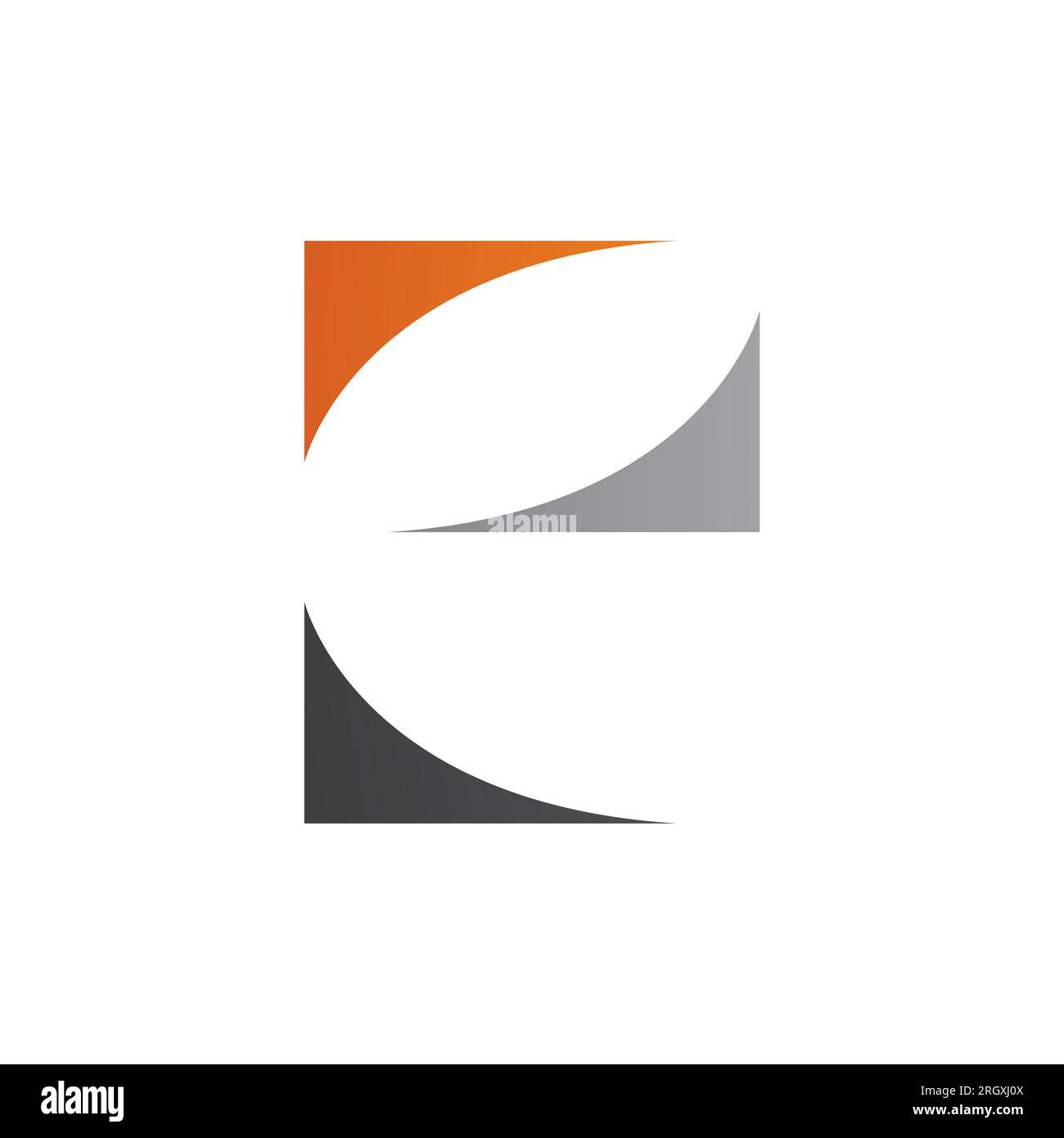 Orange Black and Grey Lowercase Letter E Icon with Curvy Triangles on a ...