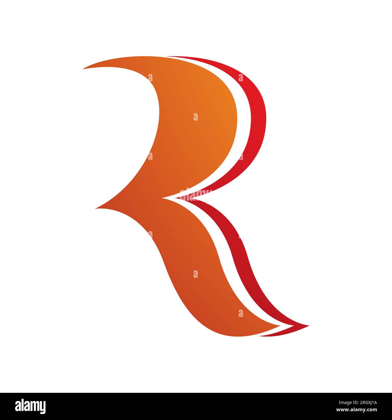 Orange and Red Wavy Shaped Letter R Icon on a White Background Stock ...