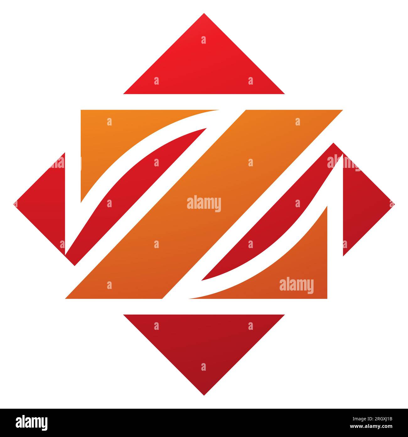 Orange and Red Square Diamond Shaped Letter Z Icon on a White ...