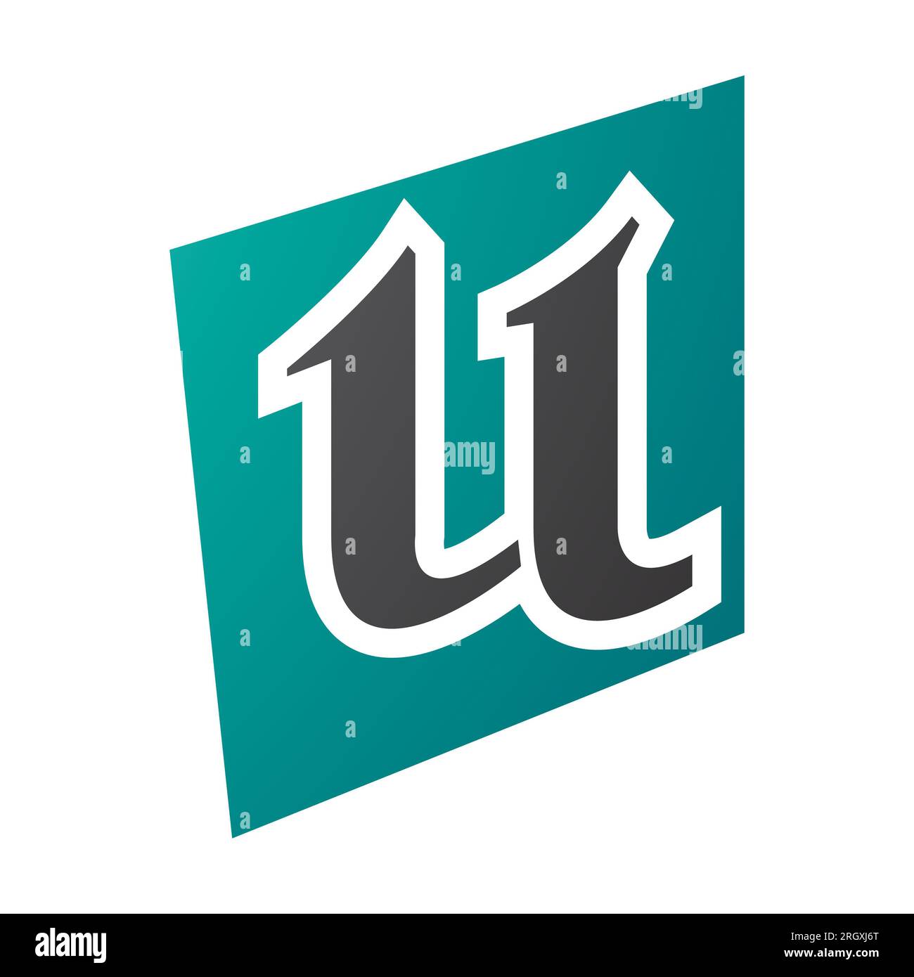 Persian Green and Black Distorted Square Shaped Letter U Icon on a ...