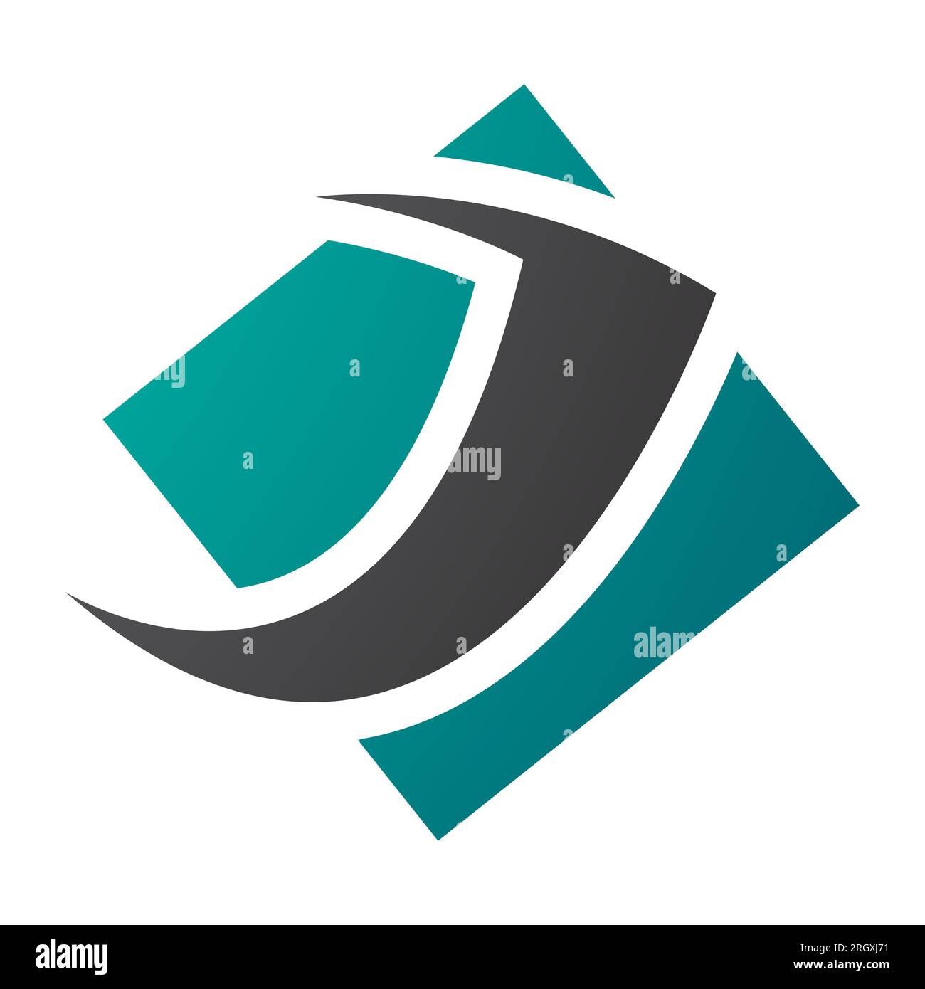 Persian Green and Black Diamond Square Letter J Icon on a White ...