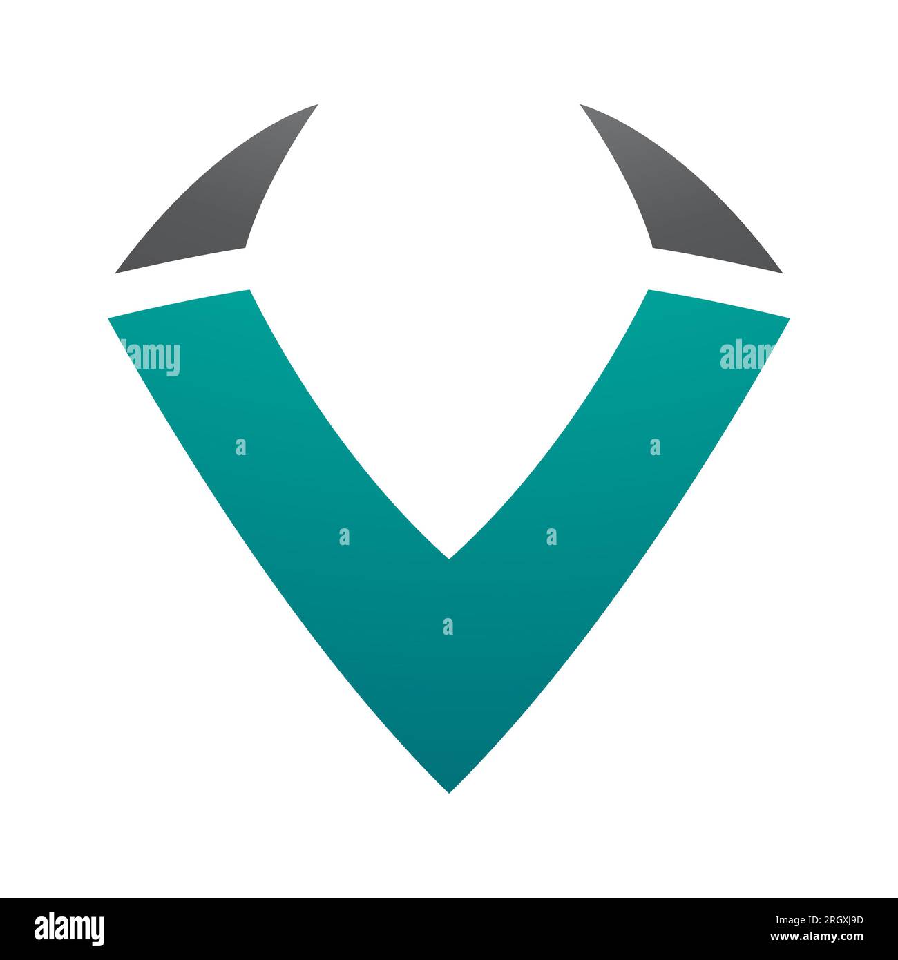 Persian Green and Black Horn Shaped Letter V Icon on a White Background ...