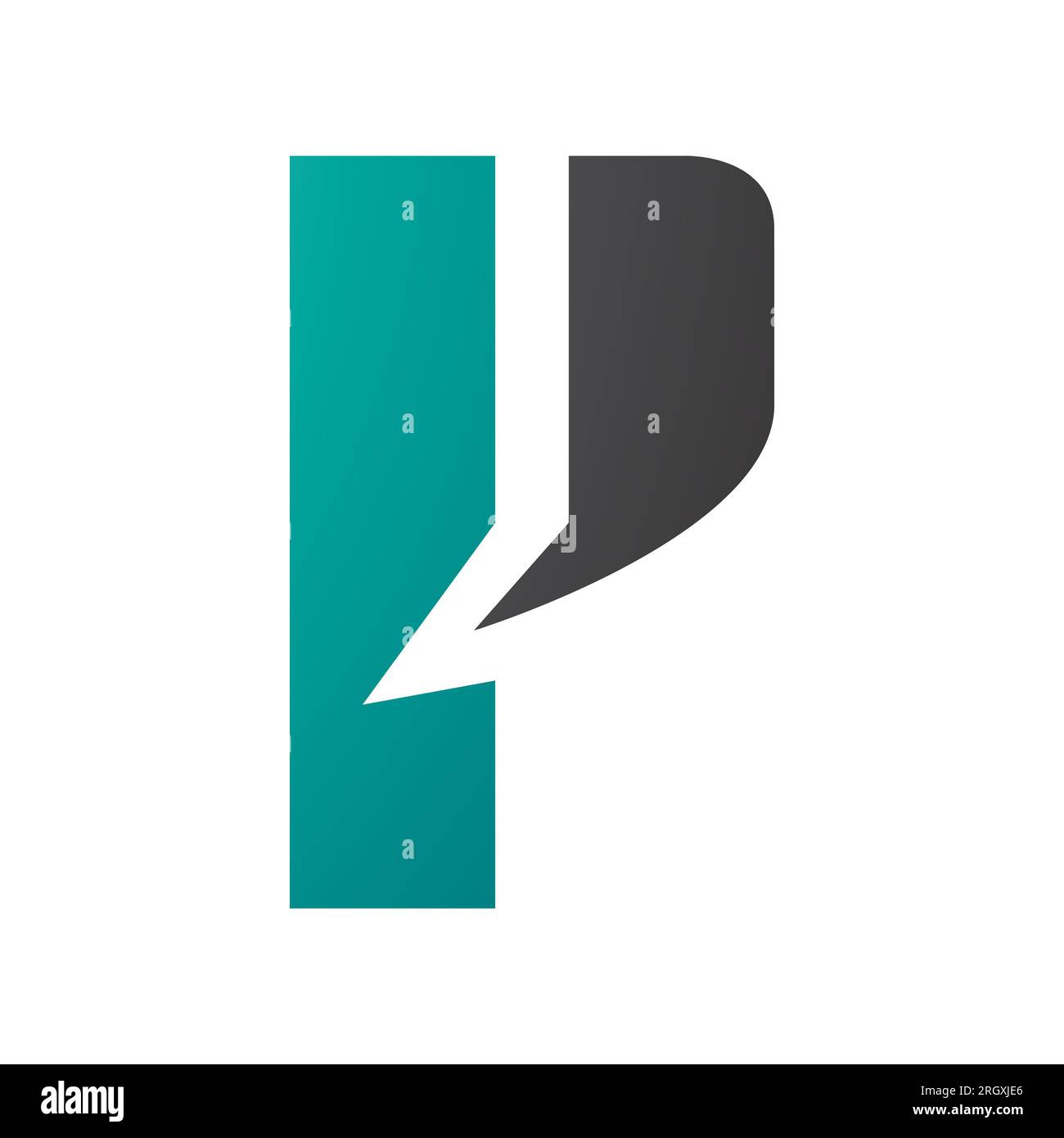 Persian Green and Black Letter P Icon with a Bold Rectangle on a White ...