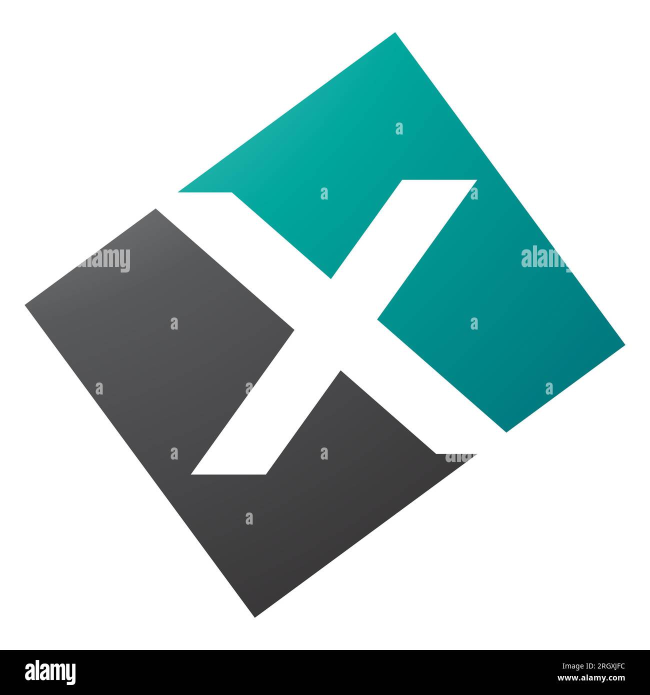 Persian Green and Black Rectangle Shaped Letter X Icon on a White ...