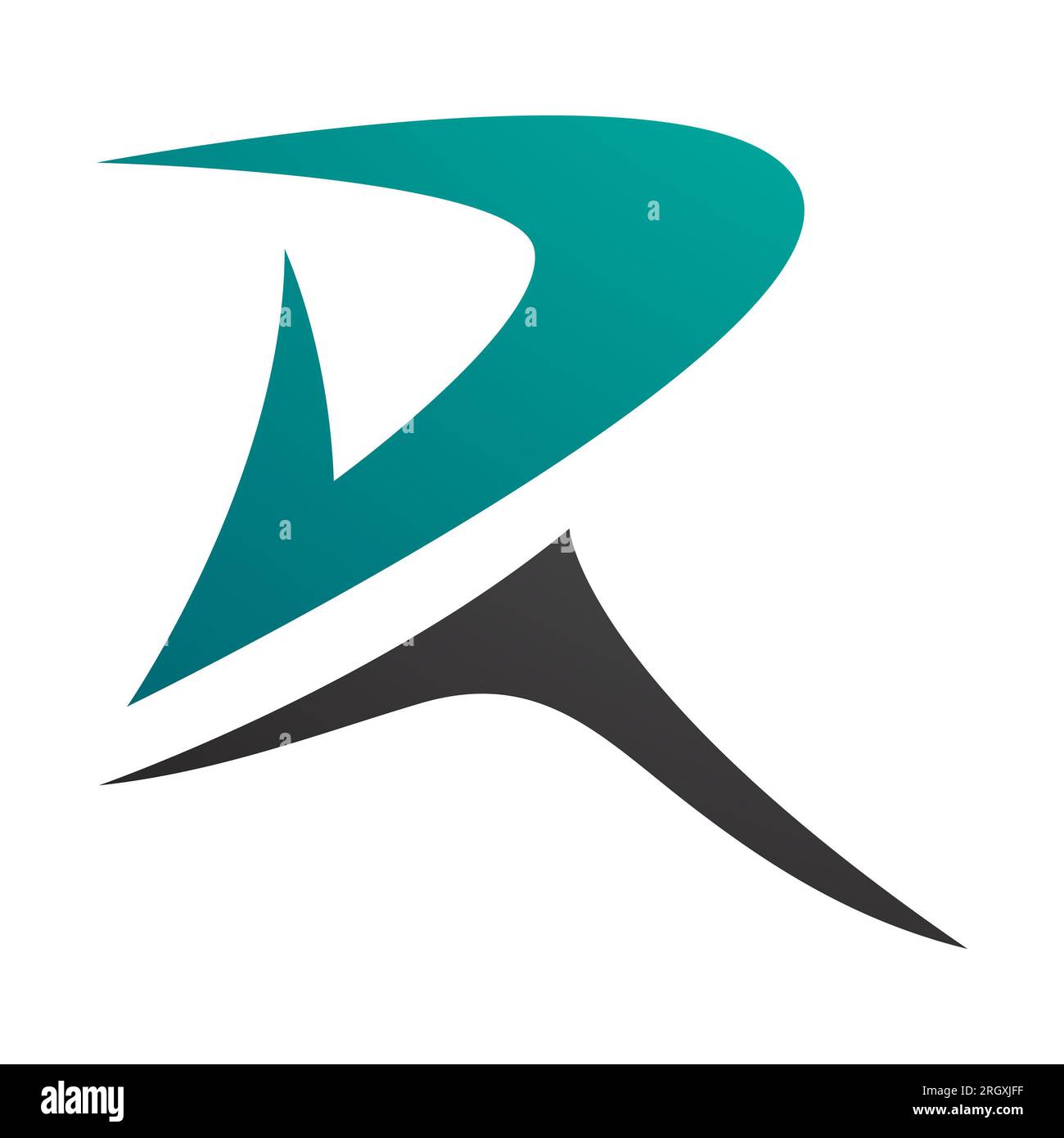 Persian Green and Black Pointy Tipped Letter R Icon on a White ...