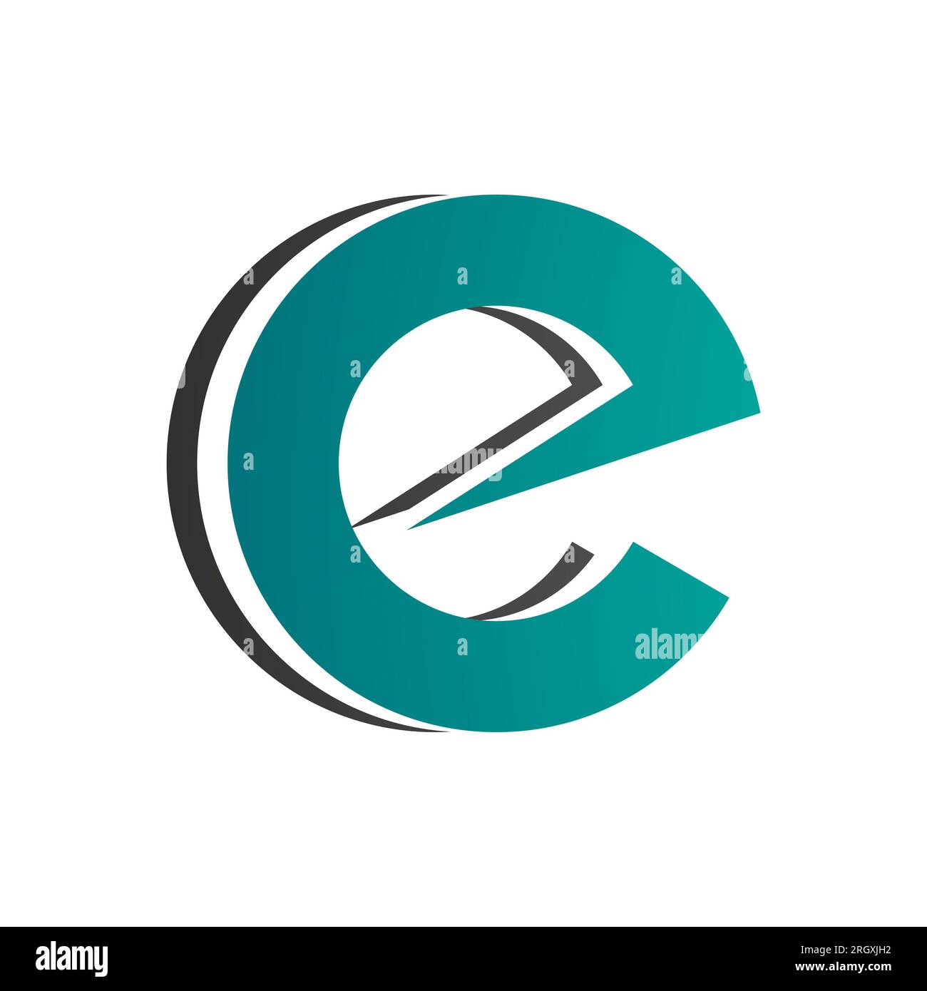Persian Green and Black Round Layered Lowercase Letter E Icon on a ...