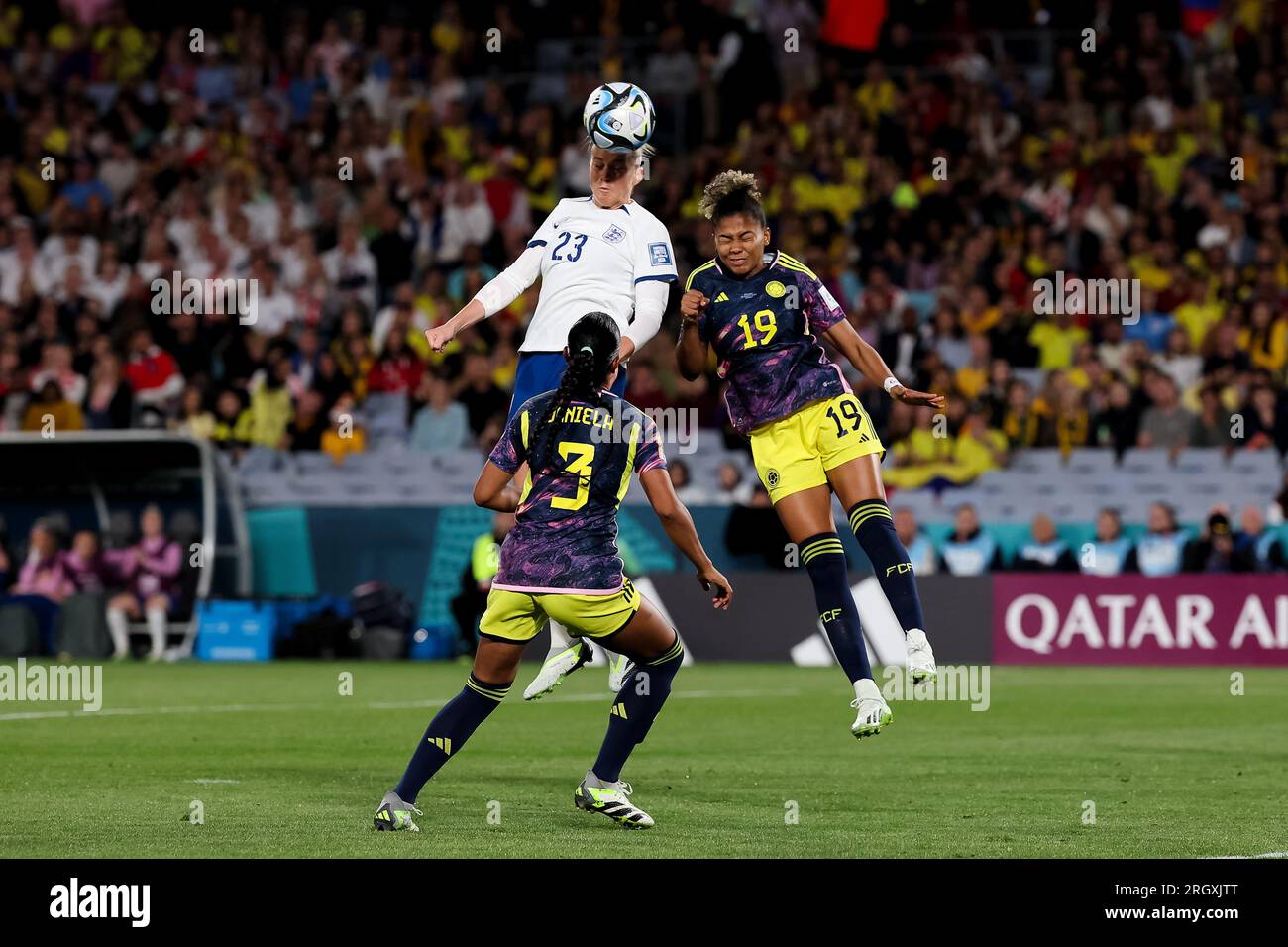 Sydney, Australia, 12 August, 2023. Alessio Russo of England heads the ...