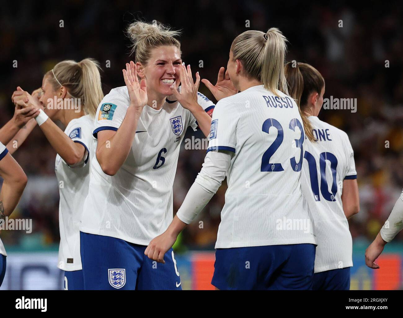 England's Alessia Russo celebrates with Mille Bright after scoring ...