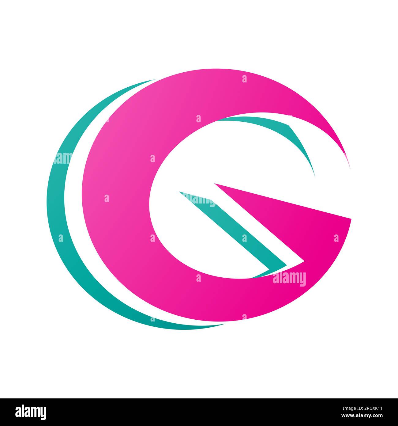 Persian Green and Magenta Round Layered Letter G Icon on a White ...