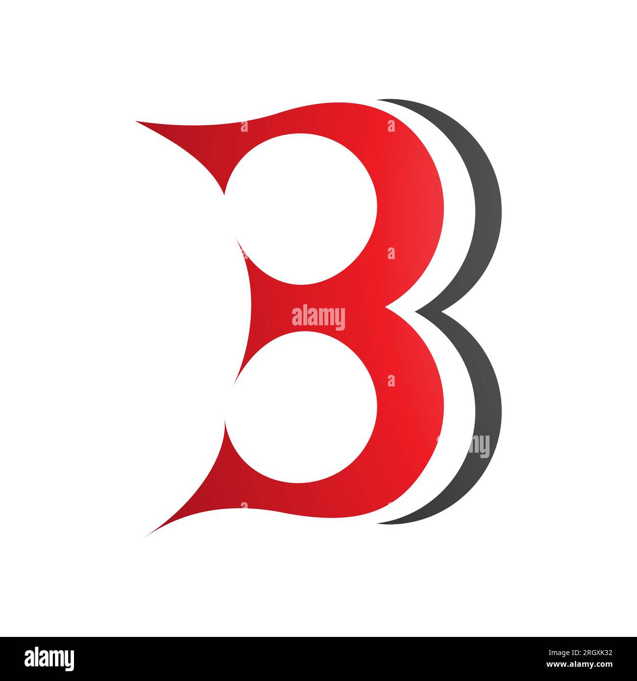 Red and Black Curvy Letter B Icon Resembling Number 3 on a White ...