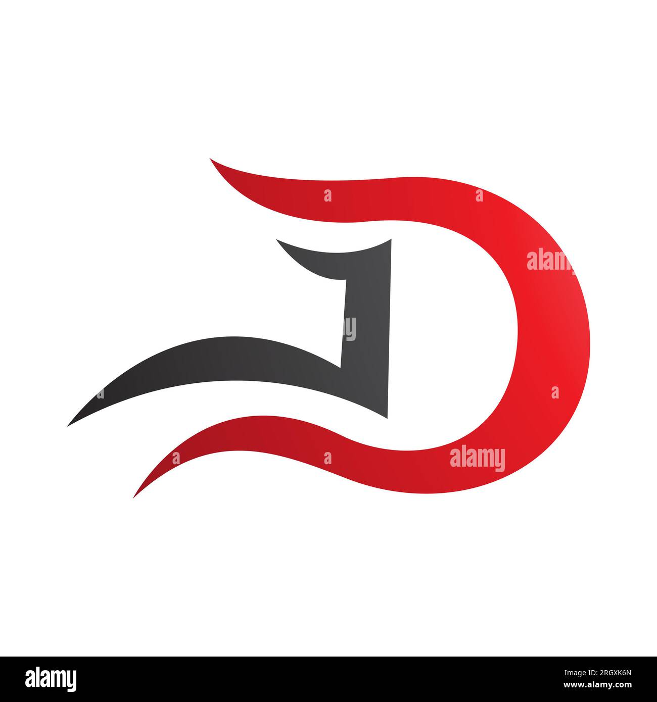 Red and Black Letter D Icon with Wavy Curves on a White Background ...