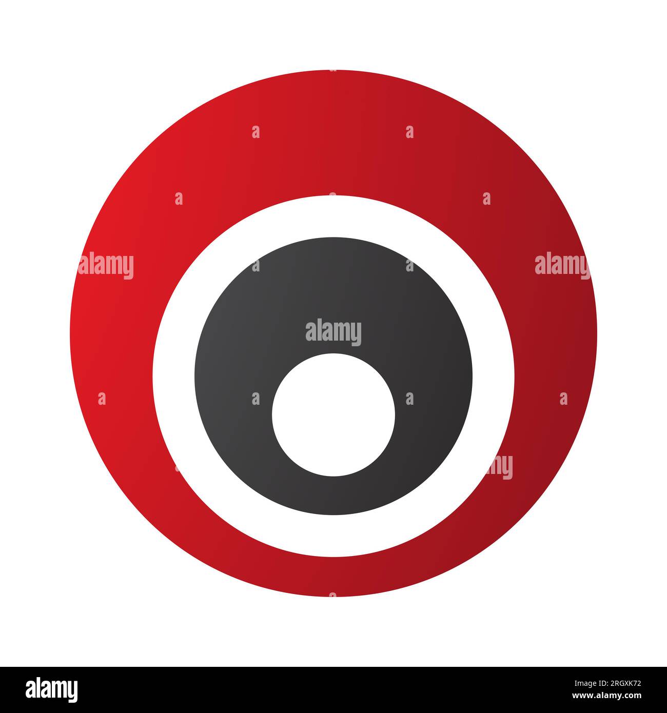 Red and Black Letter O Icon with Nested Circles on a White Background ...
