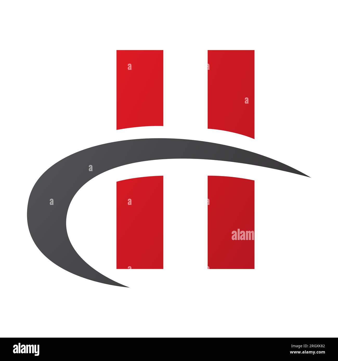 Red and Black Letter H Icon with Vertical Rectangles and a Swoosh on a ...
