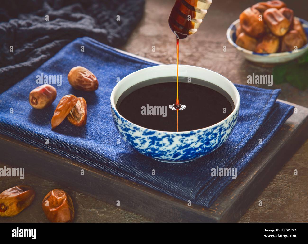 Healthy date syrup with whole and dry pitted dates. Delicious date ...