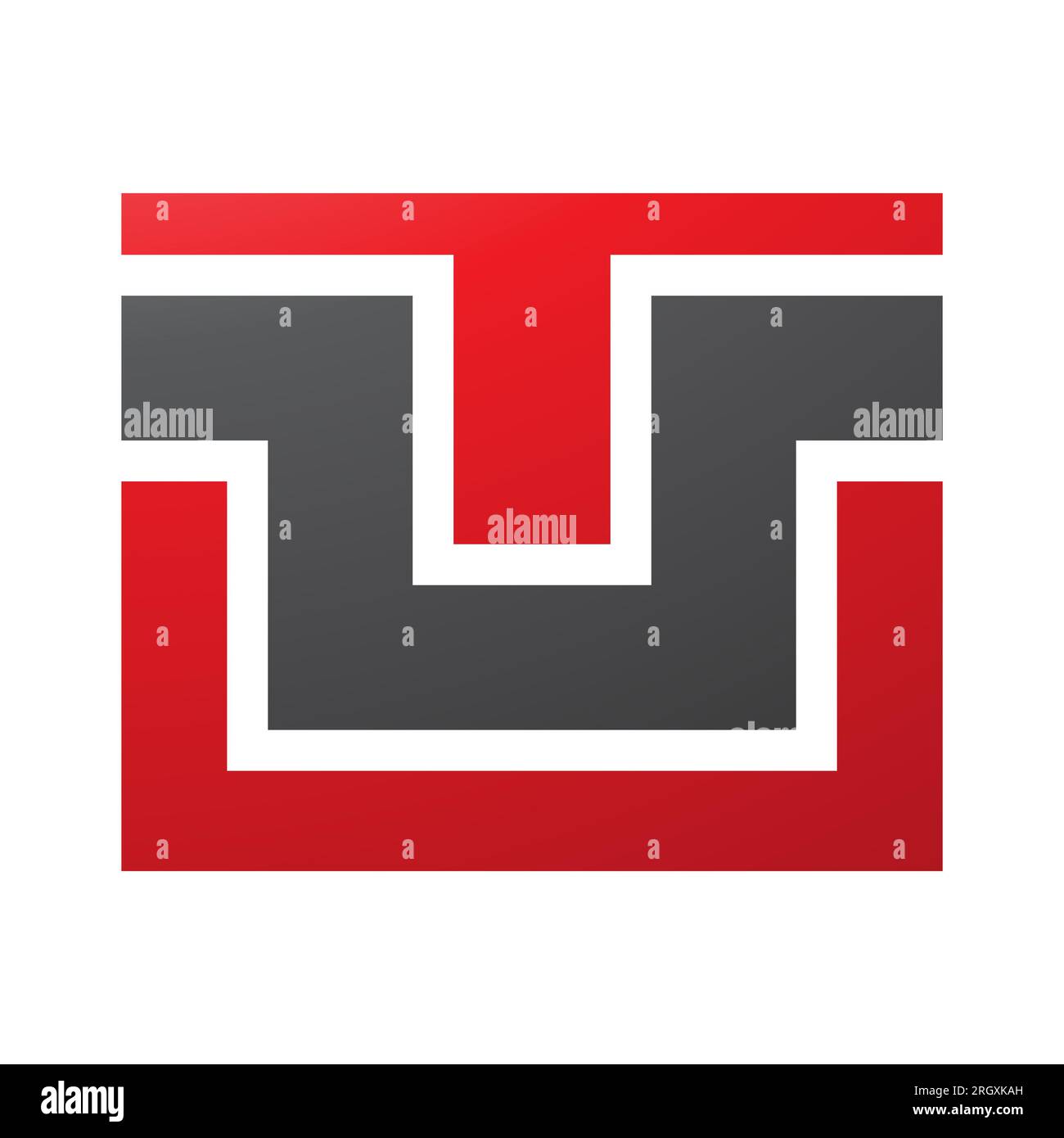 Red and Black Rectangle Shaped Letter U Icon on a White Background ...