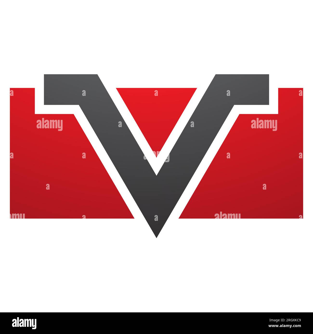 Red and Black Rectangle Shaped Letter V Icon on a White Background ...