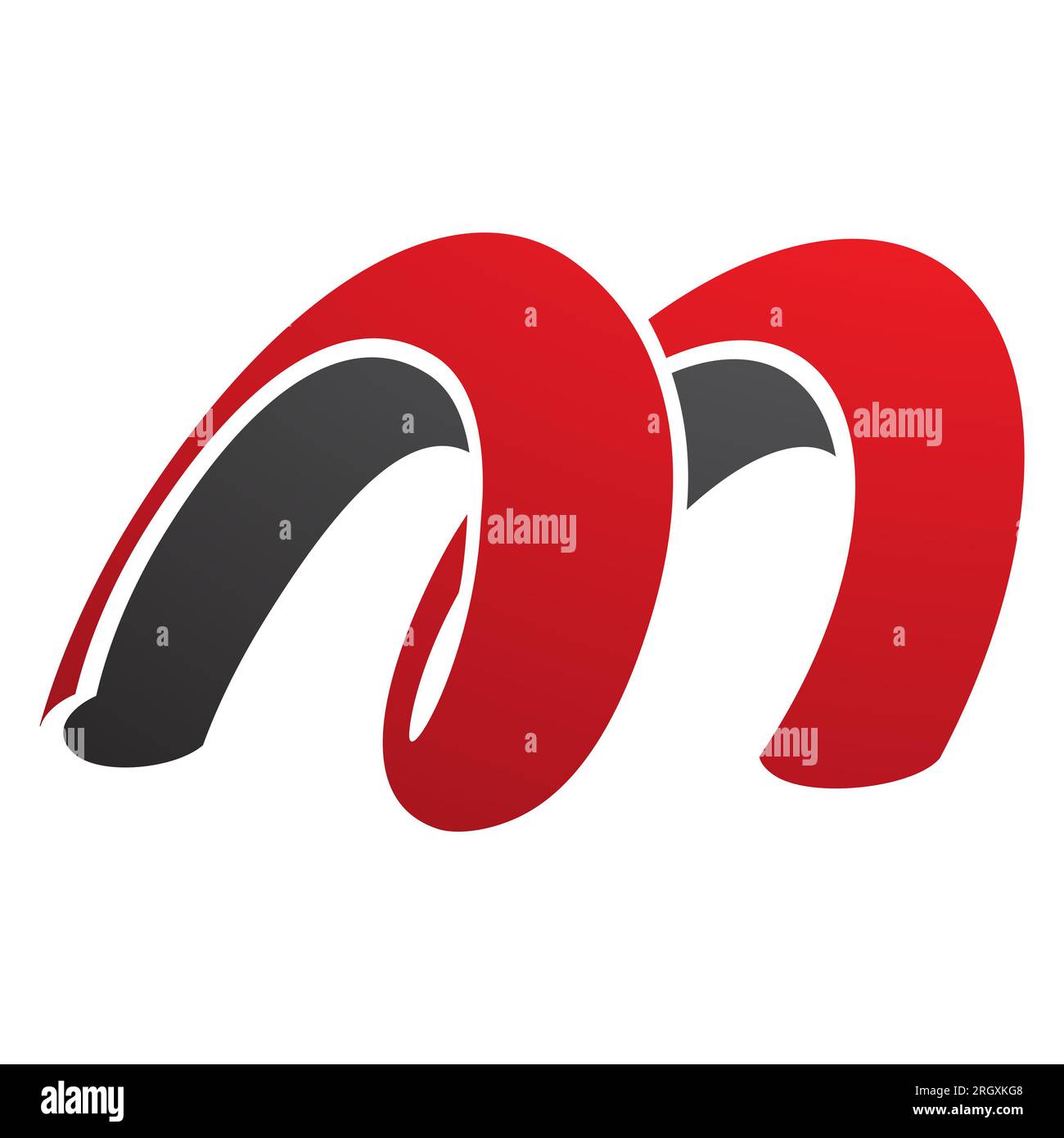Red and Black Spring Shaped Letter M Icon on a White Background Stock ...