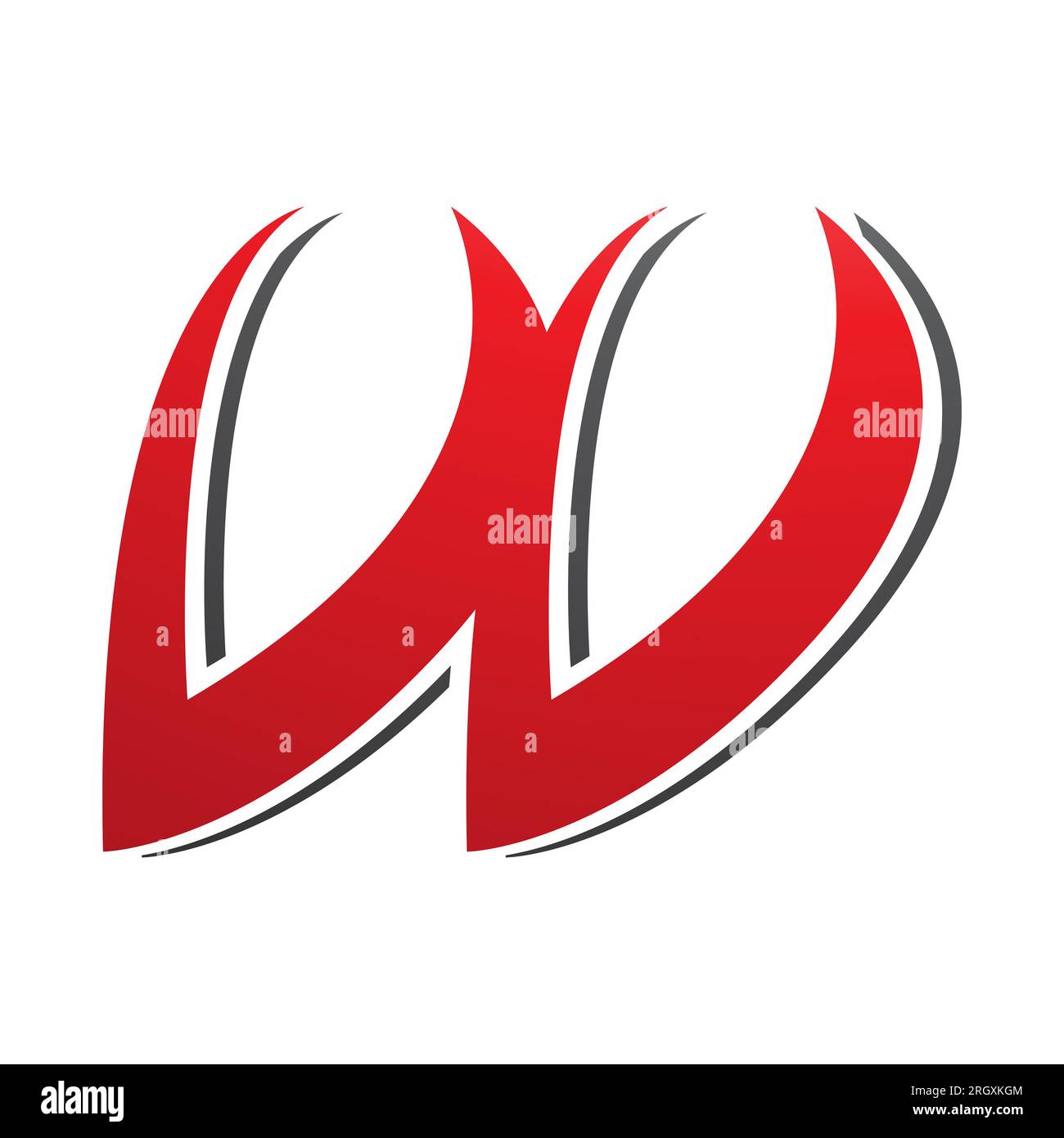 Red and Black Spiky Italic Shaped Letter W Icon on a White Background ...