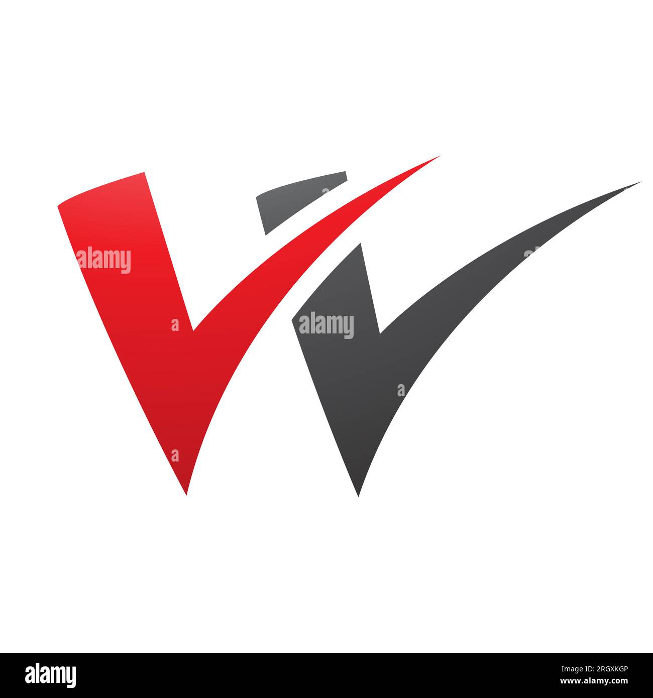 Red and Black Tick Shaped Letter W Icon on a White Background Stock ...