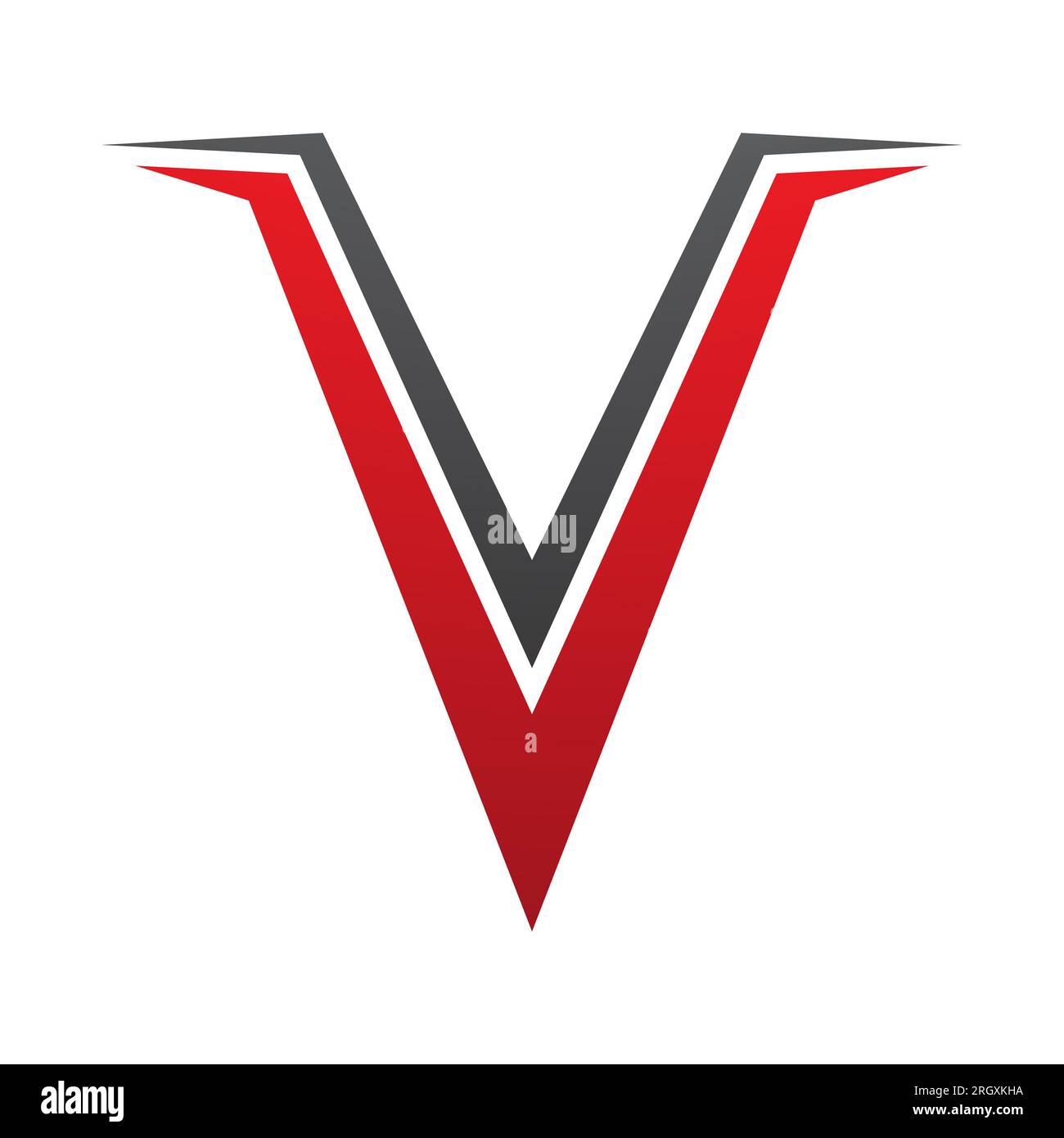 Red and Black Spiky Shaped Letter V Icon on a White Background Stock ...