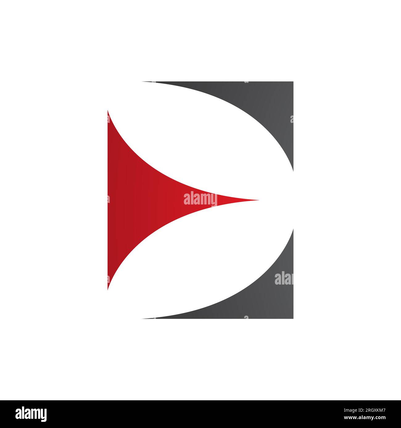 Red and Black Uppercase Letter E Icon with Curvy Triangles on a White ...