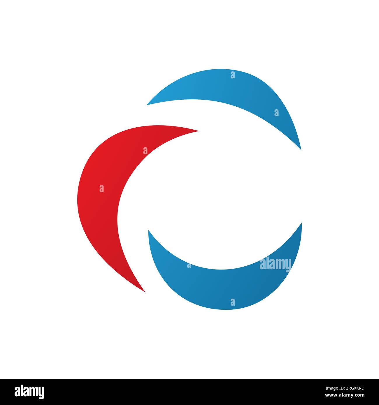 Red and Blue Crescent Shaped Letter C Icon on a White Background Stock ...
