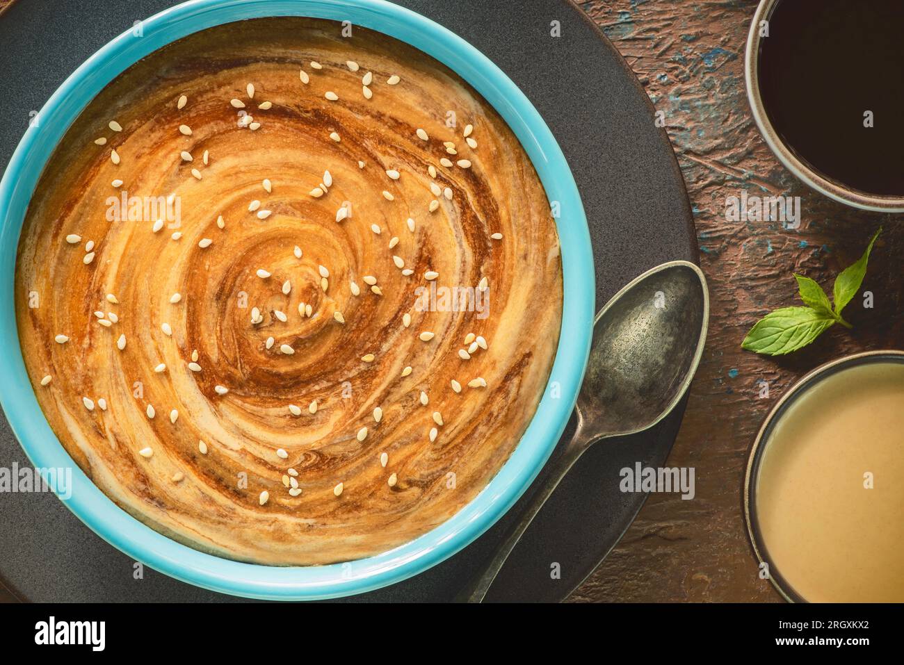A delicious swirling pattern of tahini sauce and molasses. Traditional ...