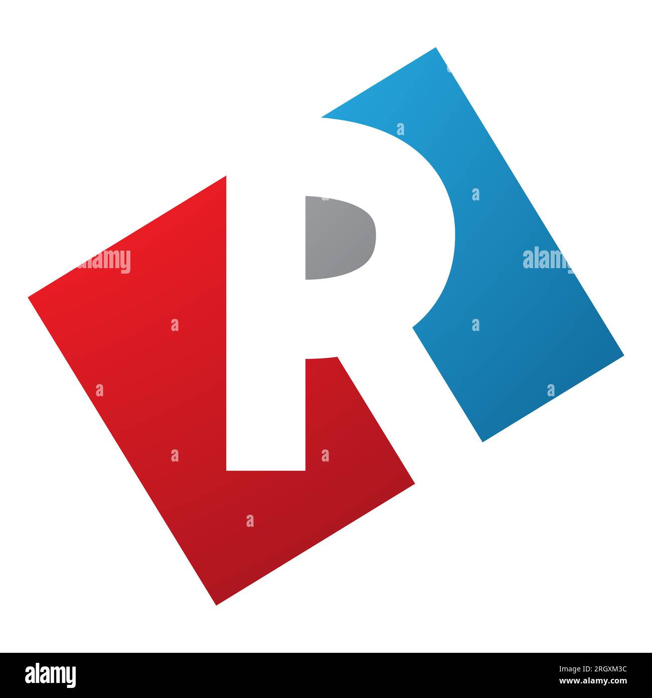 Red and Blue Rectangle Shaped Letter R Icon on a White Background Stock ...
