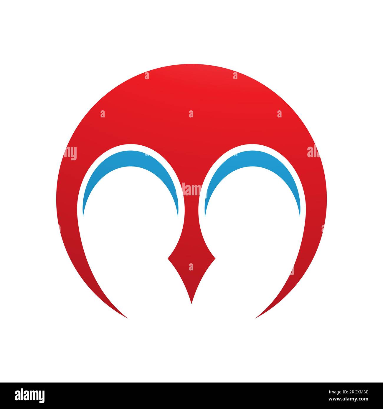 Red and Blue Round Letter M Icon with Pointy Tips on a White Background ...
