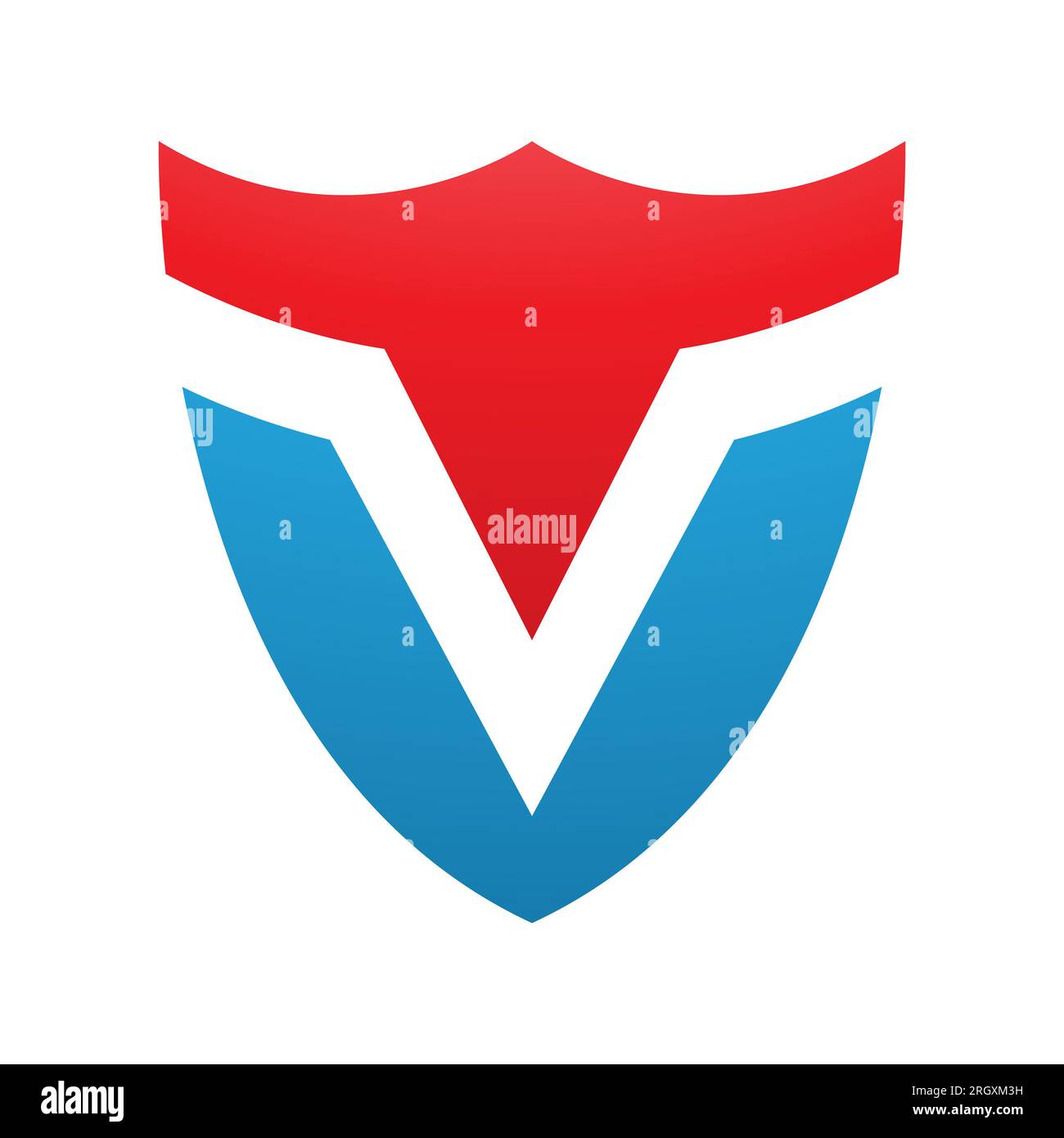Red and Blue Shield Shaped Letter V Icon on a White Background Stock ...