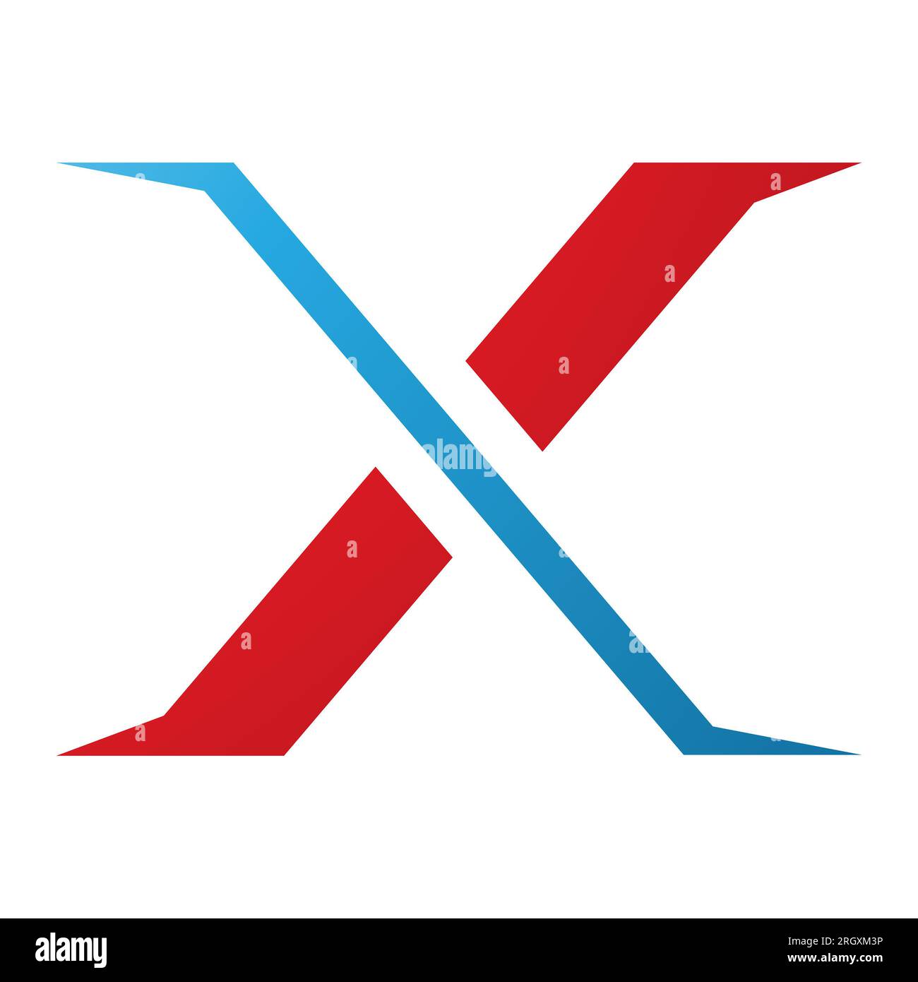 Red and Blue Pointy Tipped Letter X Icon on a White Background Stock ...