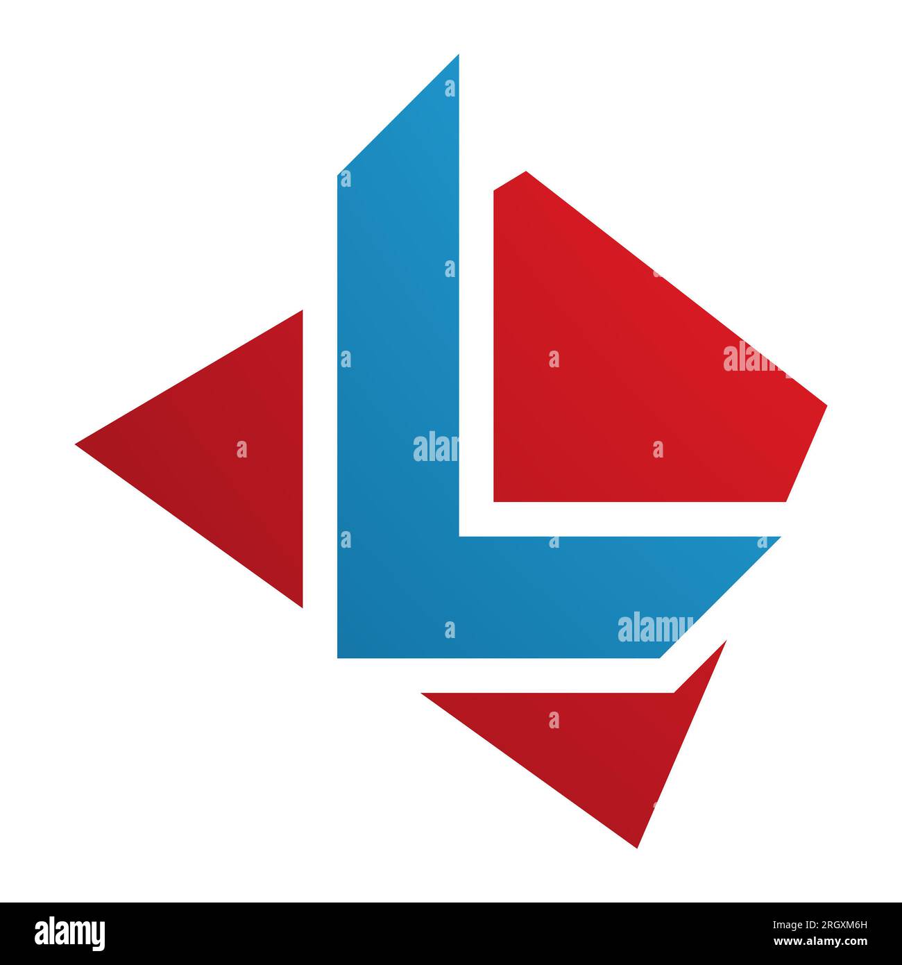 Red and Blue Trapezium Shaped Letter L Icon on a White Background Stock ...
