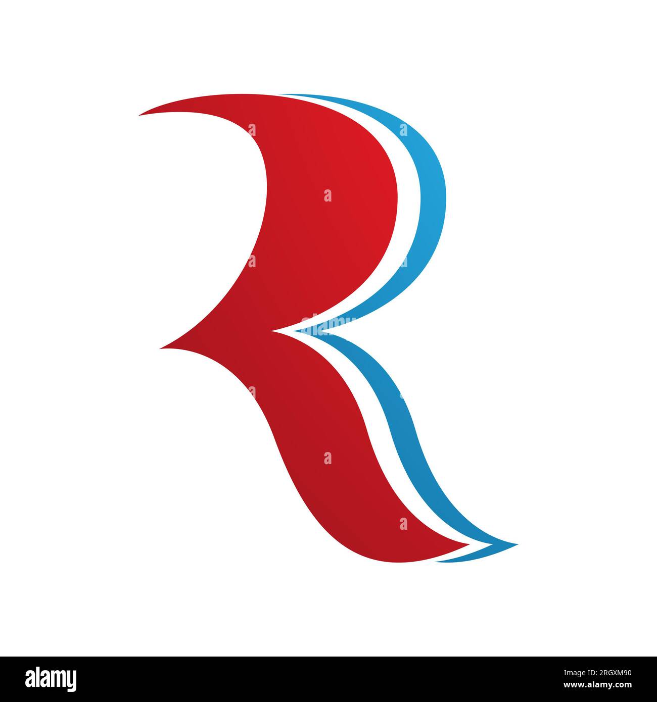 Red and Blue Wavy Shaped Letter R Icon on a White Background Stock ...