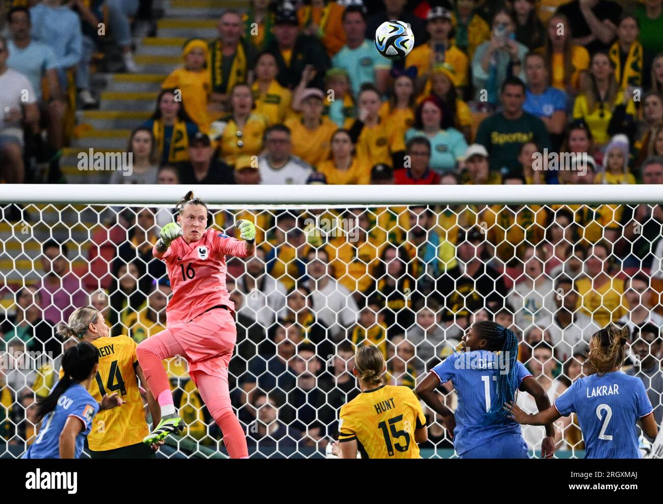 Brisbane, Australia. 12th Aug, 2023. France's goalkeeper Pauline (top ...