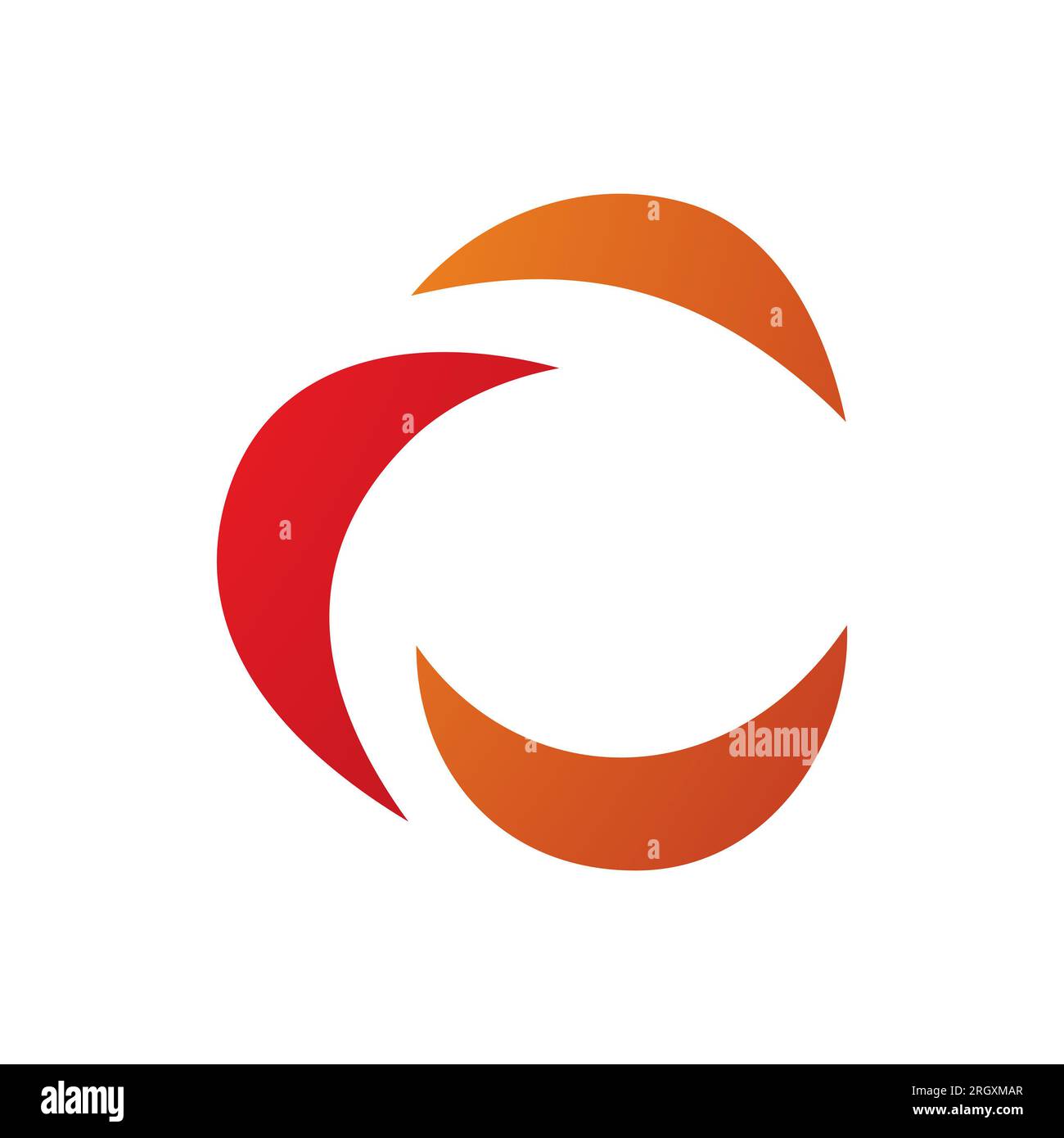 Red and Orange Crescent Shaped Letter C Icon on a White Background ...
