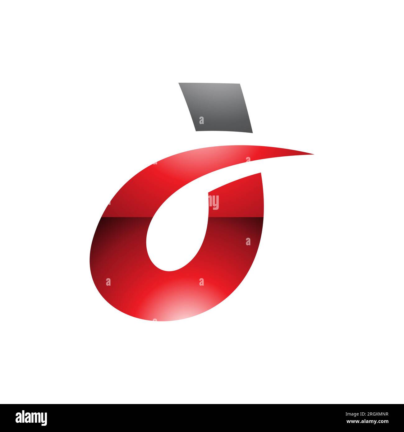 Black and Red Curved Glossy Spiky Letter D Icon on a White Background ...