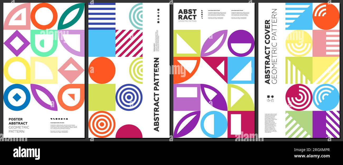 Abstract geometric bauhaus style artwork. Simple shapes combination neo ...