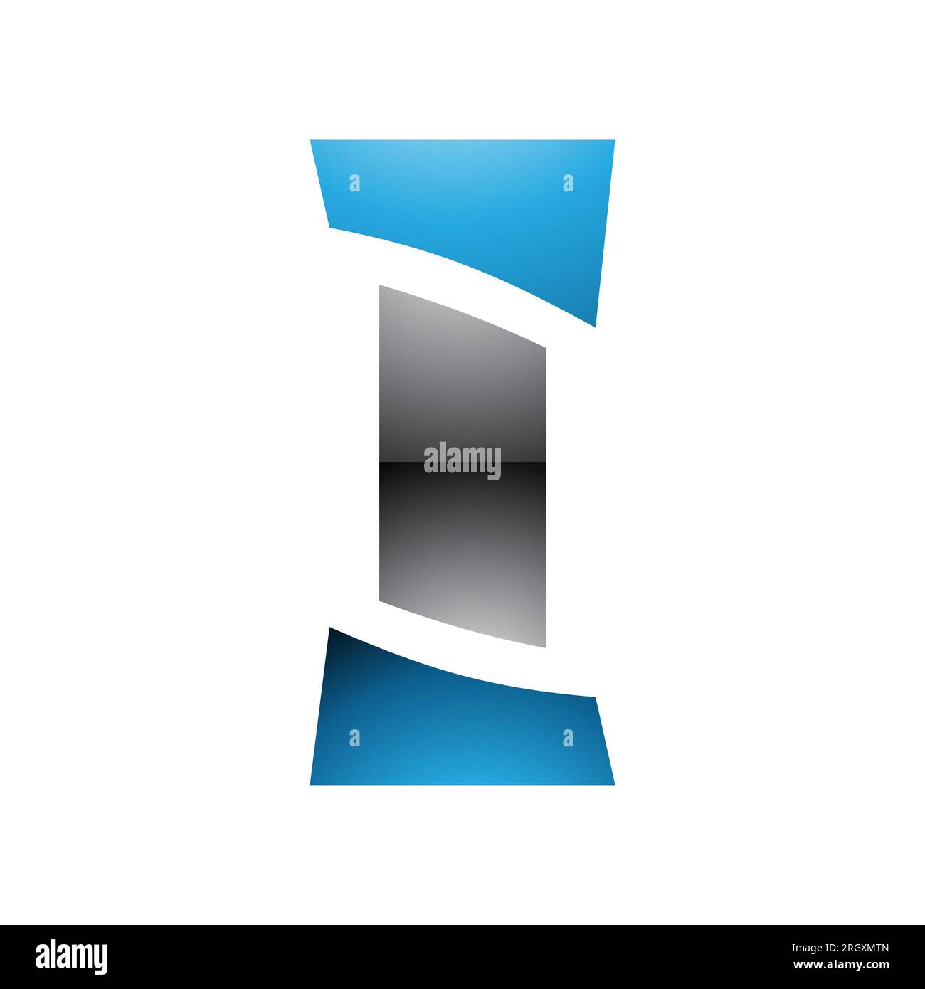 Blue and Black Glossy Antique Pillar Shaped Letter I Icon on a White ...