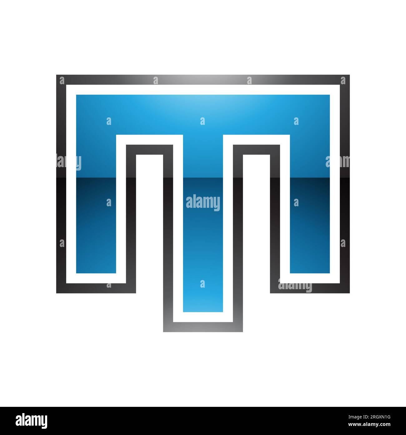 Blue and Black Glossy Letter M Icon with an Outer Stripe on a White ...