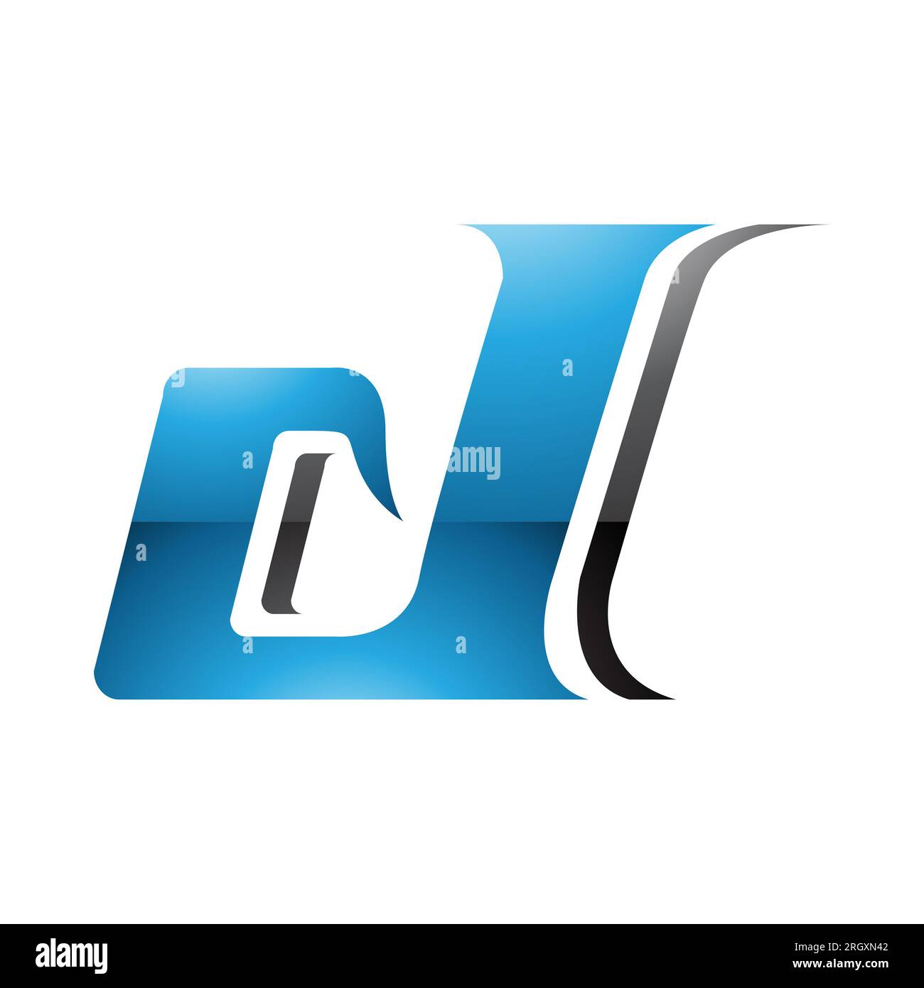 Blue and Black Glossy Lowercase Italic Letter D Icon on a White ...