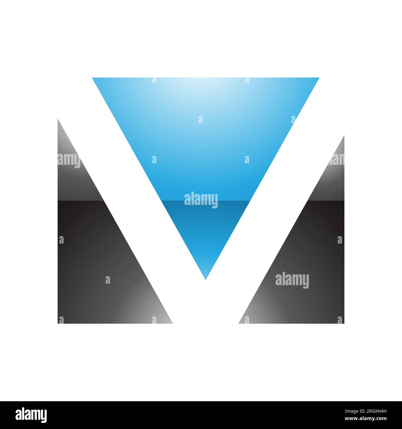 Blue and Black Glossy Rectangular Shaped Letter V Icon on a White ...