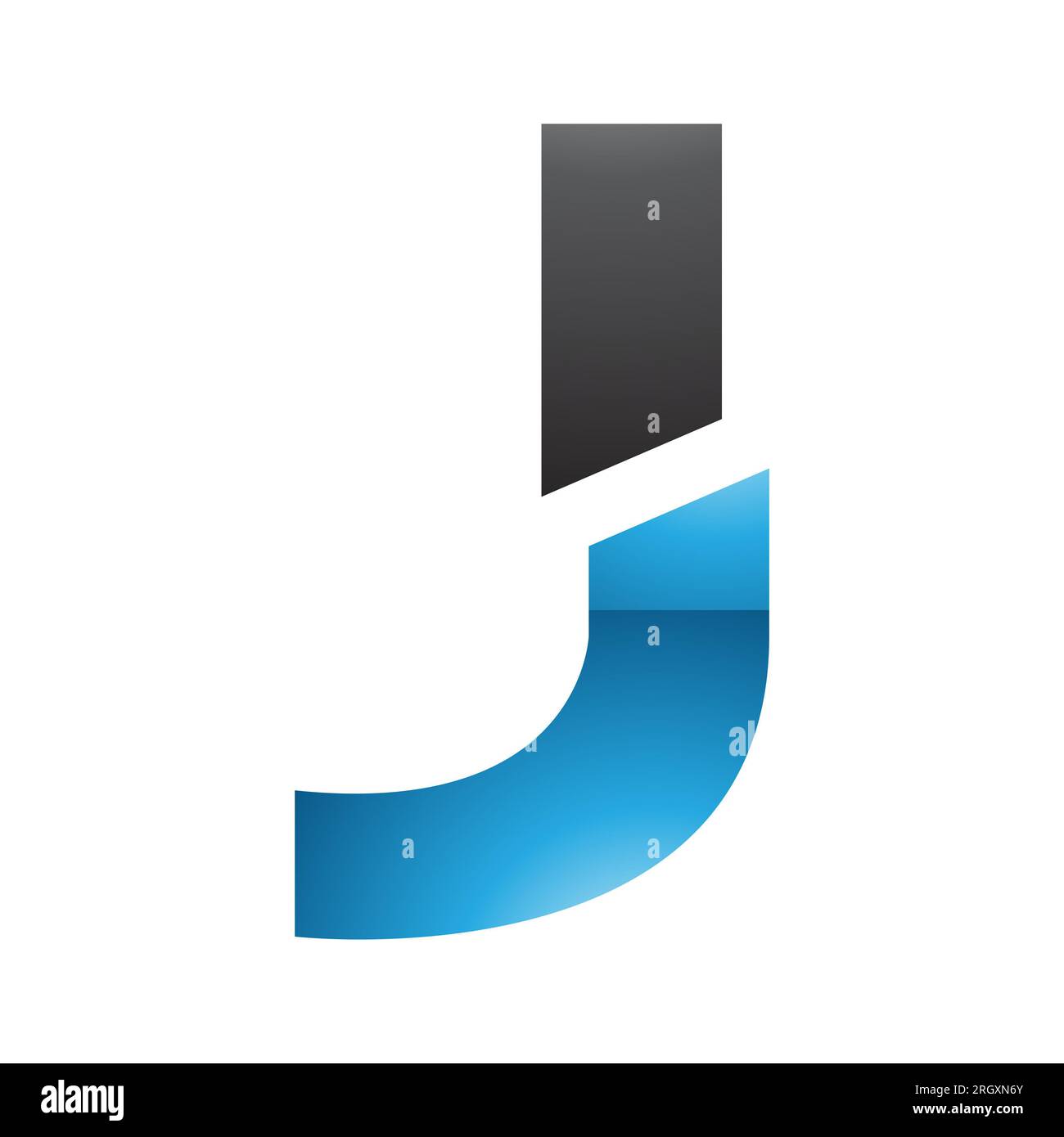 Blue and Black Glossy Split Shaped Letter J Icon on a White Background ...