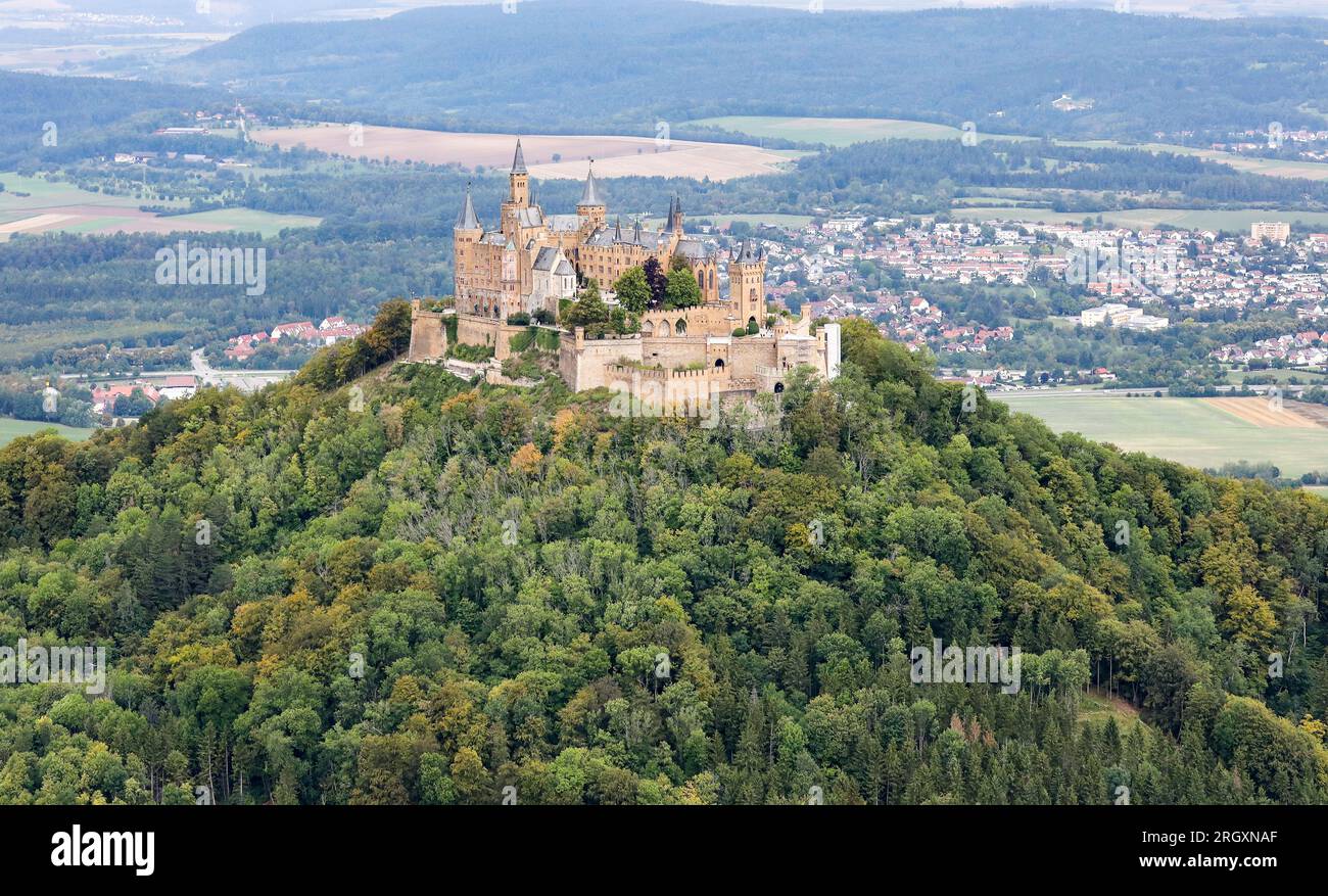 12 August 2023, Baden-Württemberg, Bisingen: View of the medieval ...