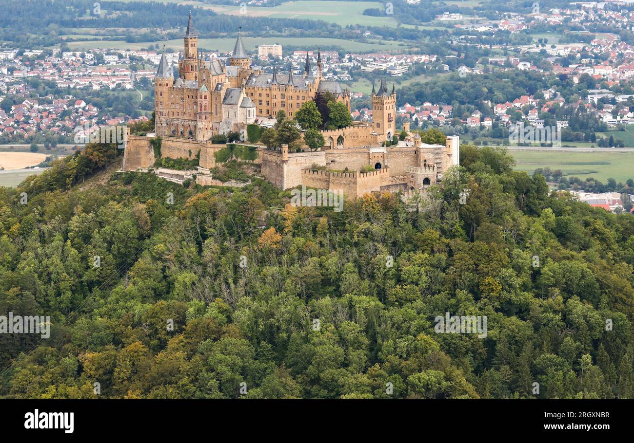 12 August 2023, Baden-Württemberg, Bisingen: View of the medieval ...
