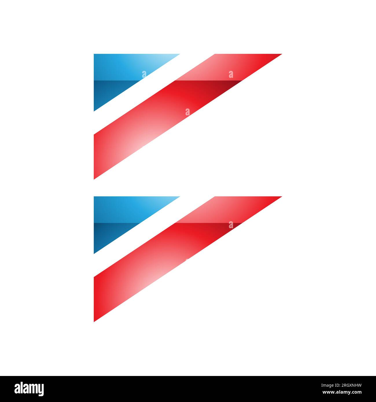 Blue and Red Glossy Triangular Flag Shaped Letter B Icon on a White ...