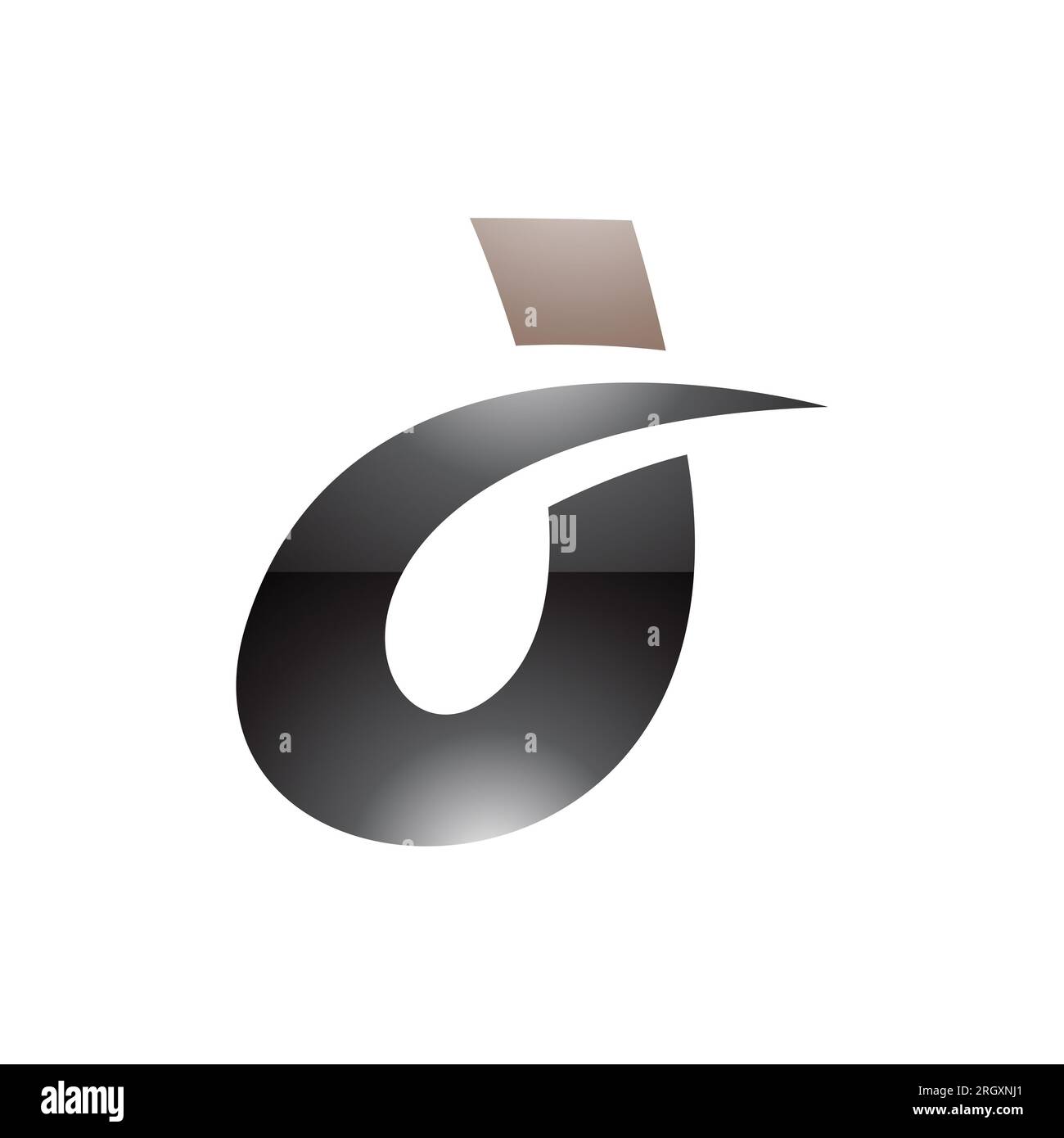 Brown and Black Curved Glossy Spiky Letter D Icon on a White Background ...