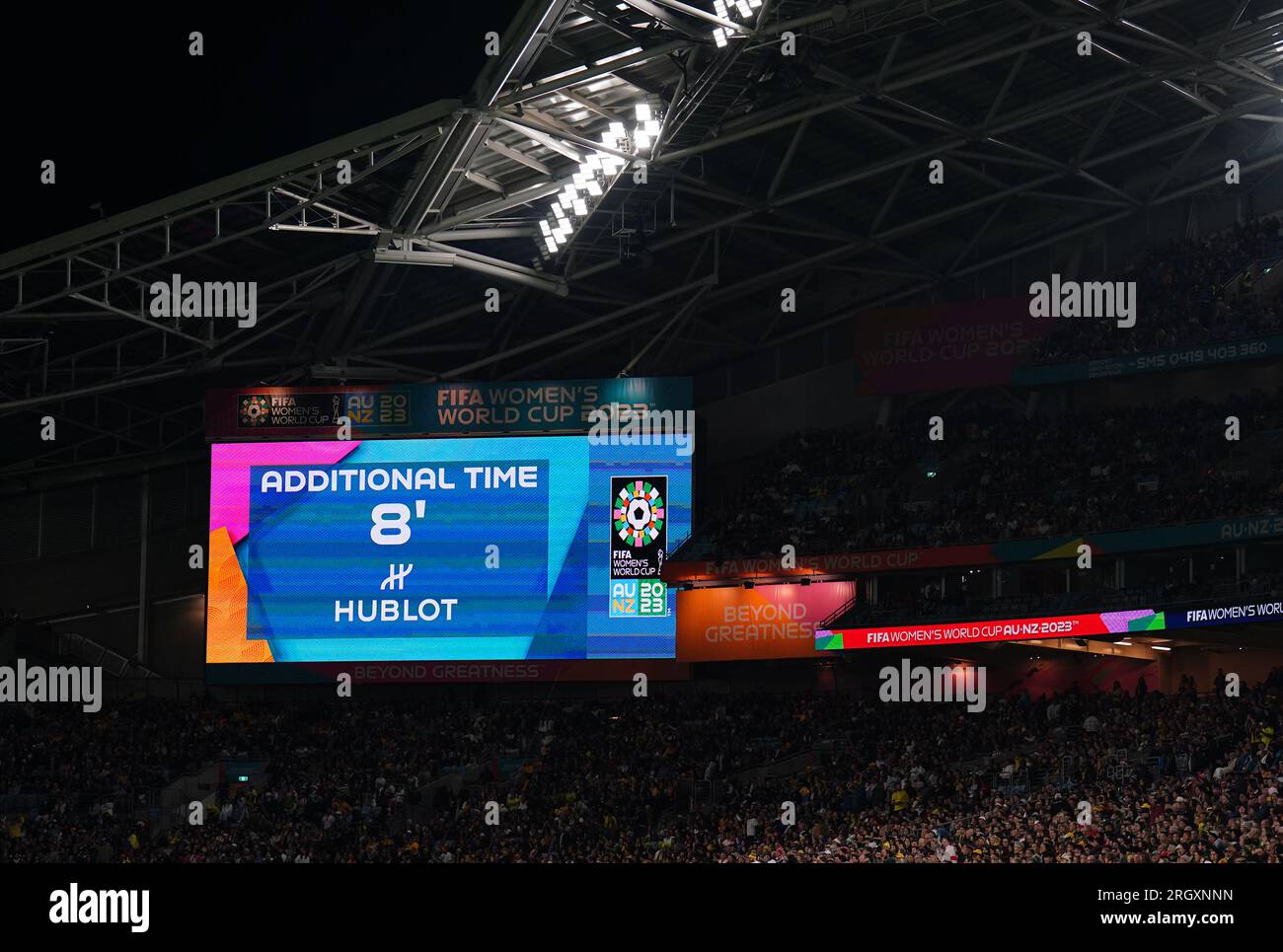 The scoreboard shows 8 minutes extra time during the FIFA Women's World ...