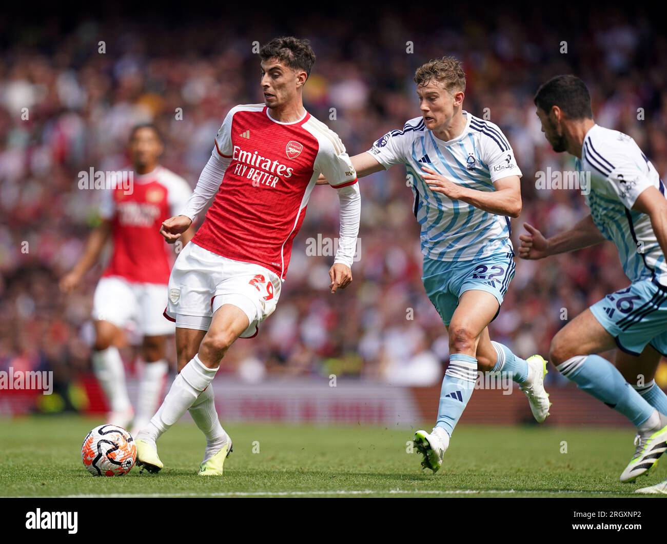 Nottingham Forest's Ryan Yates pulls back on Arsenal's Kai Havertz ...