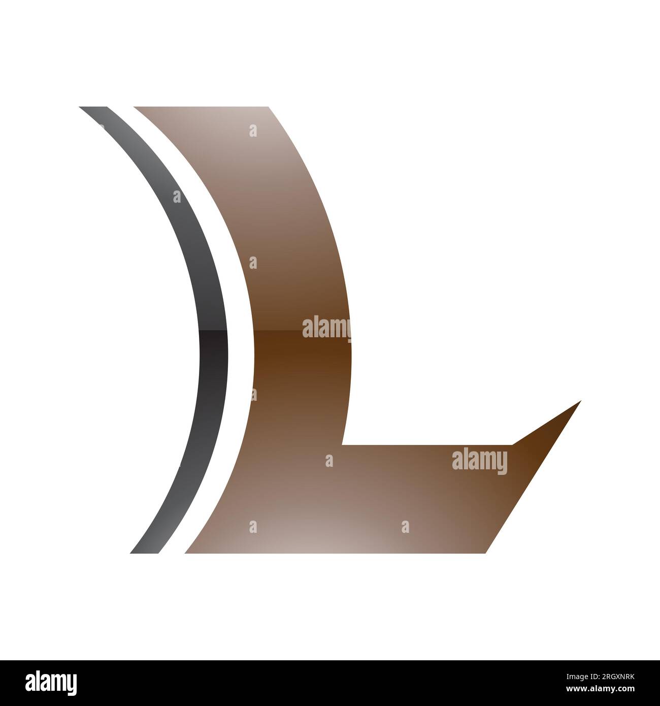 Brown and Black Glossy Concave Lens Shaped Letter L Icon on a White ...