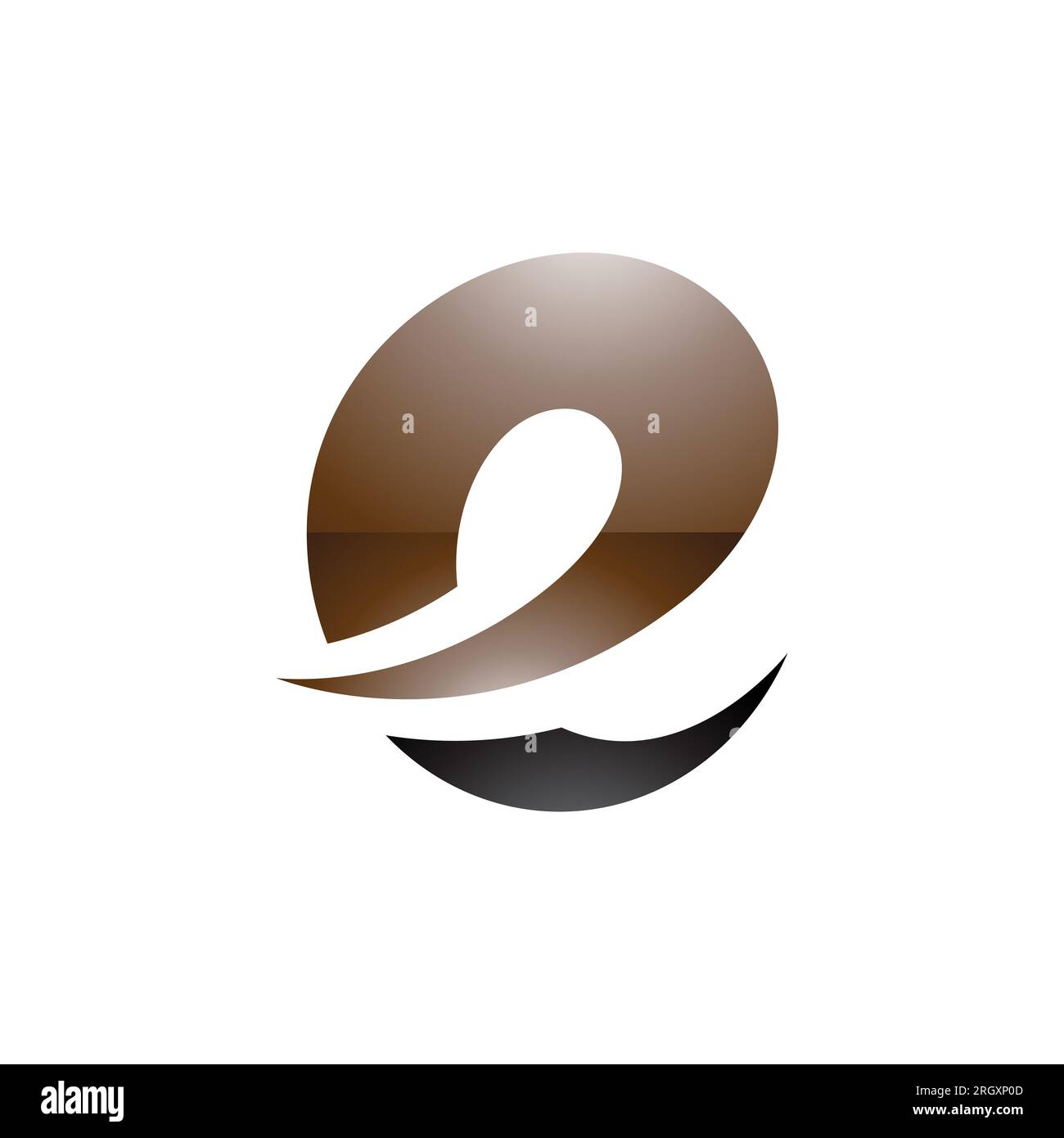 Brown and Black Glossy Lowercase Letter E Icon with Soft Spiky Curves ...